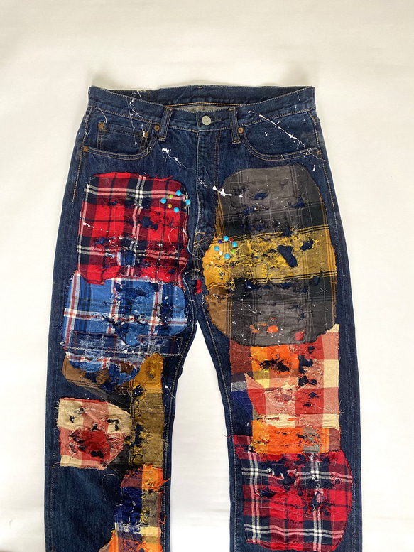 Denim remake boro patchwork repair ロングパンツ Nayadenim 通販｜Creema(クリーマ)