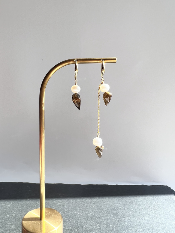 『Tsundere-A』14kgf天然石ピアス ピアス（フック・チェーン） AsymMetry_jewel 通販｜Creema(クリーマ) 17086939