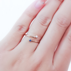 【14kgf】2mm石×2粒 ベゼル ツイスト フォークリング／選べる天然石・誕生石 アレルギー対応 つけっぱなしOK 指輪・リング Jewelry craft.sachi 通販 ...