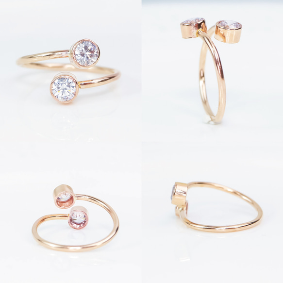 【14kgf】4mm石×2粒 ベゼル ツイスト フォークリング／選べる天然石・誕生石 アレルギー対応 つけっぱなしOK 指輪・リング Jewelry craft.sachi 通販 ...