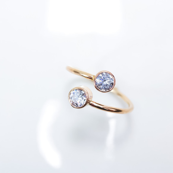 【14kgf】4mm石×2粒 ベゼル ツイスト フォークリング／選べる天然石・誕生石 アレルギー対応 つけっぱなしOK 指輪・リング Jewelry craft.sachi 通販 ...