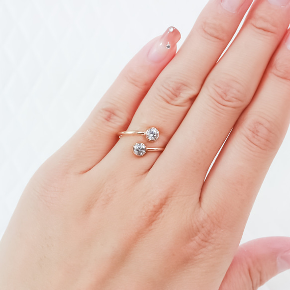 【14kgf】4mm石×2粒 ベゼル ツイスト フォークリング／選べる天然石・誕生石 アレルギー対応 つけっぱなしOK 指輪・リング Jewelry craft.sachi 通販 ...