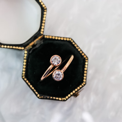 【14kgf】4mm石×2粒 ベゼル ツイスト フォークリング／選べる天然石・誕生石 アレルギー対応 つけっぱなしOK 指輪・リング Jewelry craft.sachi 通販 ...