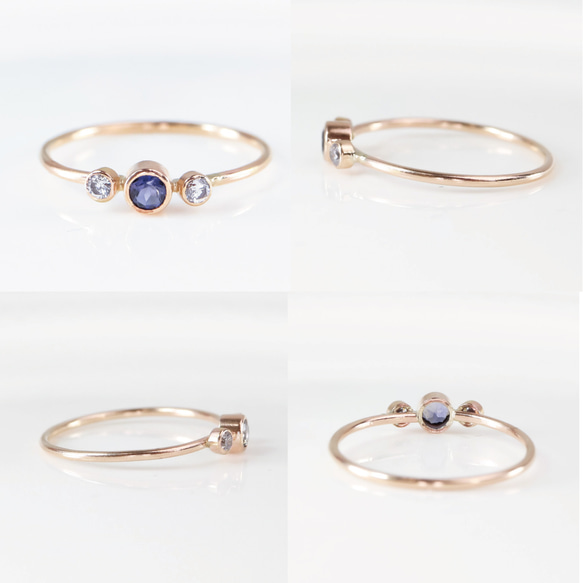 【14kgf】3粒ベゼル 3mm石+2mm石×2粒 引っ掛かりのないベゼルタイプ／選べる天然石・誕生石 指輪・リング Jewelry craft.sachi 通販 17089166 ...