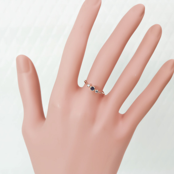 【14kgf】3粒ベゼル 3mm石+2mm石×2粒 引っ掛かりのないベゼルタイプ／選べる天然石・誕生石 指輪・リング Jewelry craft.sachi 通販 17089166 ...