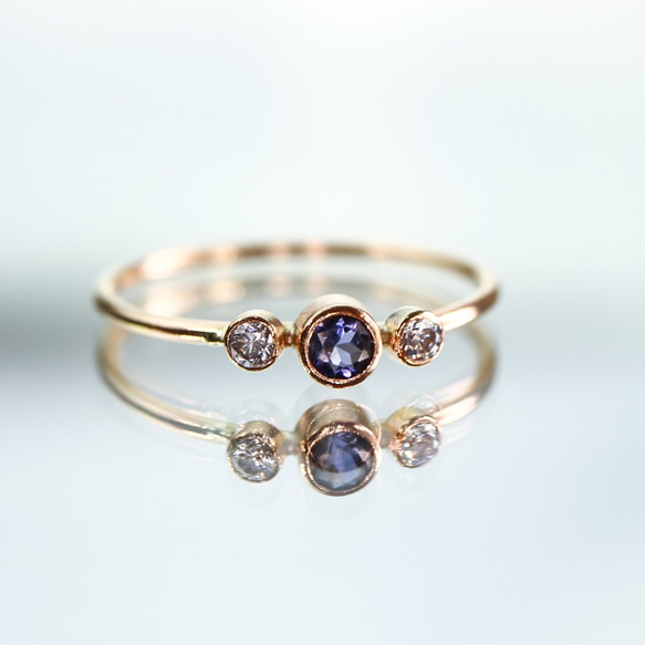 【14kgf】3粒ベゼル 3mm石+2mm石×2粒 引っ掛かりのないベゼルタイプ／選べる天然石・誕生石 指輪・リング Jewelry craft.sachi 通販 17089166 ...