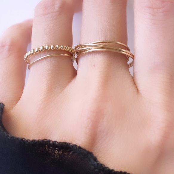 14kgf 【リング2点セット】 Quintet 5連リング&petit ball ring 2連 指輪 指輪・リング f accessory 通販 17095608｜Creema(クリーマ)