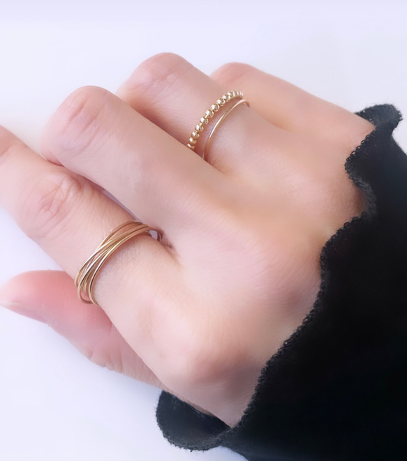 14kgf 【リング2点セット】 Quintet 5連リング&petit ball ring 2連 指輪 指輪・リング f accessory 通販 17095608｜Creema(クリーマ)