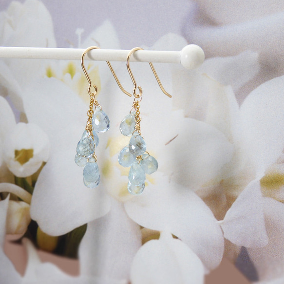 14kgf＊アクアマリン ピアス I-02 ピアス（フック・チェーン） kako 通販 17098533｜Creema(クリーマ)