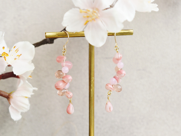 春限定2025【14kgf ピアス】枝垂れ桜・桜2025 ピアス（フック・チェーン） アトリエ Erico（えりこ） 通販 17098819 ...