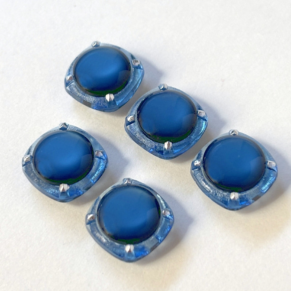 レトロ ボタン スクエア ブルー 青 トンネル足 13mm 5個セット ci-015 ボタン miucha（ミウシャ） 通販 17103118｜Creema(クリーマ)