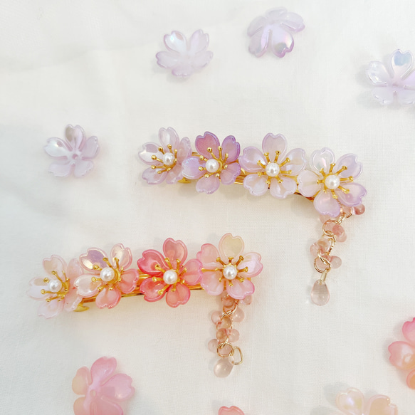 桜 グラデーション バレッタ 桜ハンドメイド2024 バレッタ Sakura accessory 通販 17105250｜Creema(クリーマ)