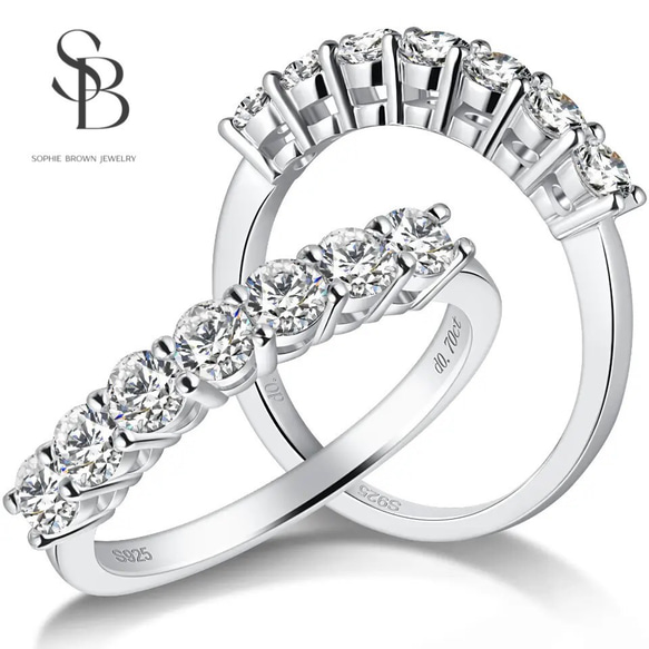 モアッサナイト ハーフエタニティリング キラキラ S925 ラグジュアリー ゴージャス 指輪 ウェディング バンド 指輪・リング SOPHIE BROWN 通販 17112575｜Creema ...