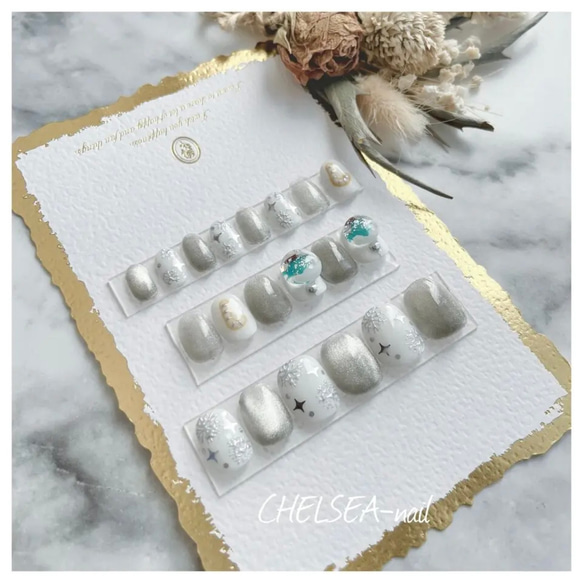 全10サイズ入り スノードーム×マグネットネイル(シルバー) ネイルチップ（つけ爪） CHELSEA-nail 通販 17113697 ...