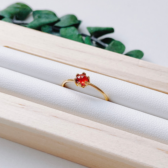 天然石ガーネット(4mm)の華奢リング/指輪 silver925(18kgp)/14kgf 指輪・リング calico 通販 17119640｜Creema(クリーマ)