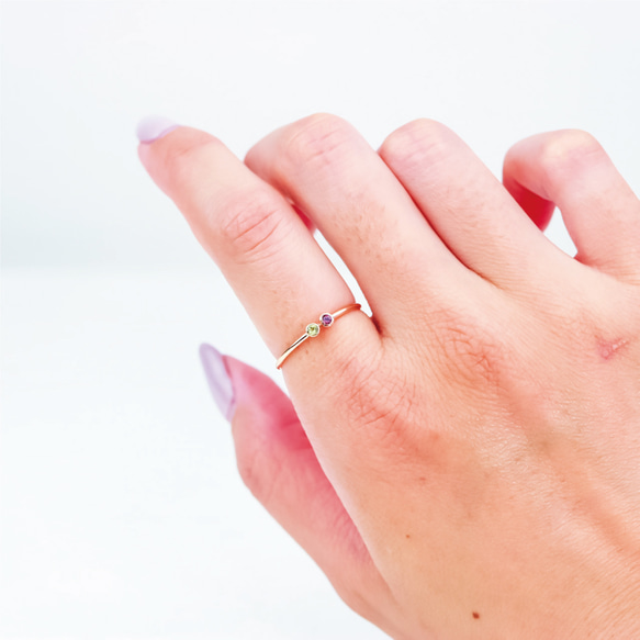 14kgf 2粒選べる天然石・誕生石リング／ベビーリング アレルギー対応 付けっぱなしOK ピンキーリング 指輪・リング Jewelry craft.sachi 通販 17123974 ...