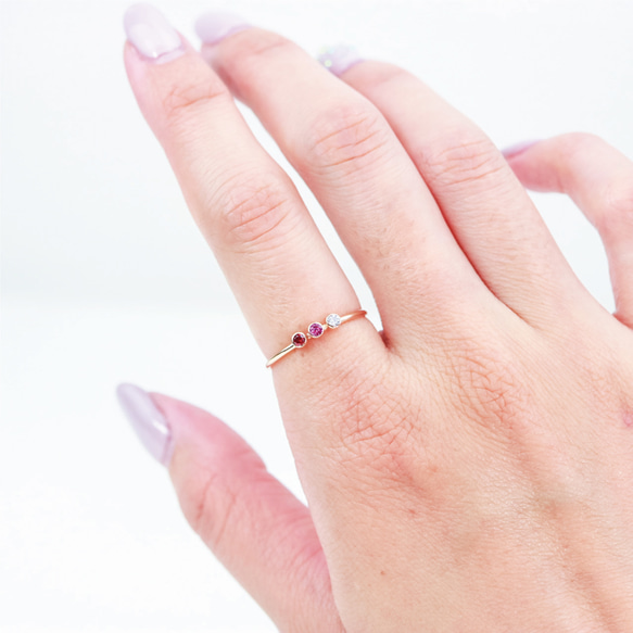 14kgf 3粒選べる天然石・誕生石リング／ベビーリング アレルギー対応 付けっぱなしOK ピンキーリング 指輪・リング Jewelry craft.sachi 通販 17124296 ...