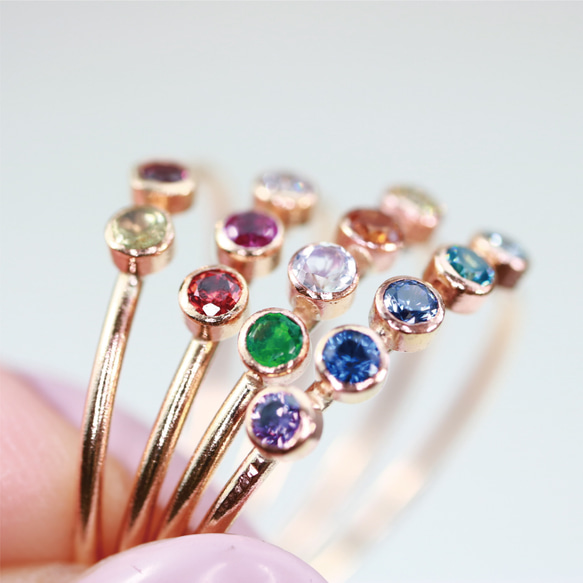 14kgf 5粒選べる天然石・誕生石リング／ベビーリング アレルギー対応 付けっぱなしOK ピンキーリング 指輪・リング Jewelry craft.sachi 通販 17124554 ...