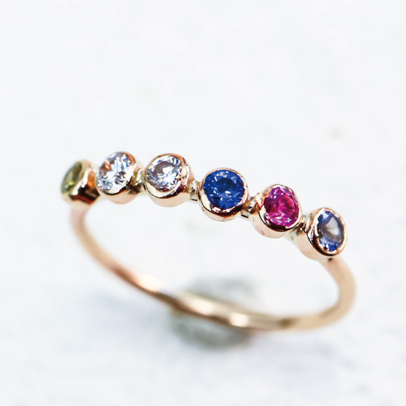 14kgf 6粒選べる天然石・誕生石リング／ベビーリング アレルギー対応 付けっぱなしOK ピンキーリング 指輪・リング Jewelry craft.sachi 通販 17124734 ...