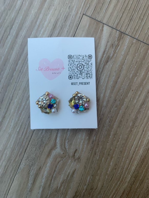 ビジューとビーズの宝石イヤリング イヤリング・ノンホールピアス Set Present＋ 通販｜Creema(クリーマ)
