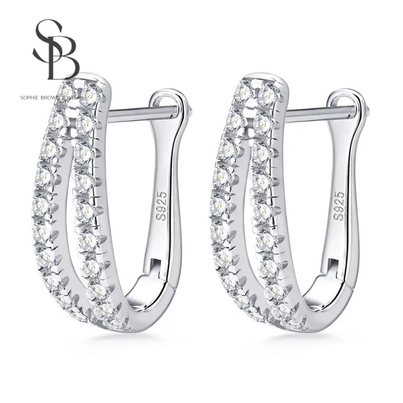 モアッサナイト Uシェイプ 中折れ フープ ピアス キラキラ S925 ラグジュアリー ゴージャス クリップ シンプル ピアス（フープ） SOPHIE BROWN 通販｜Creema(クリーマ ...