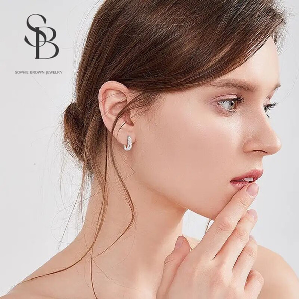 モアッサナイト Uシェイプ 中折れ フープ ピアス キラキラ S925 ラグジュアリー ゴージャス クリップ シンプル ピアス（フープ） SOPHIE BROWN 通販｜Creema(クリーマ ...