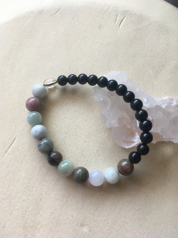 黒翡翠 と 翡翠 と エクロジャイト とゴールドルチル の ブレスレット★ 天然石 ブレスレット maccle 通販 17133141 ...