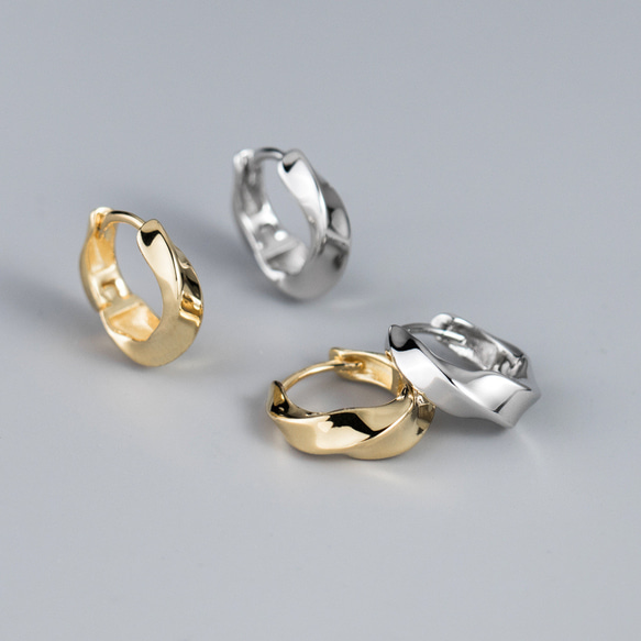 シルバー925 小ぶり ひねり フープピアス つけっぱなし ピアス 金属アレルギー対応 小さめ セカンドピアス ピアス（フープ） koiki ...