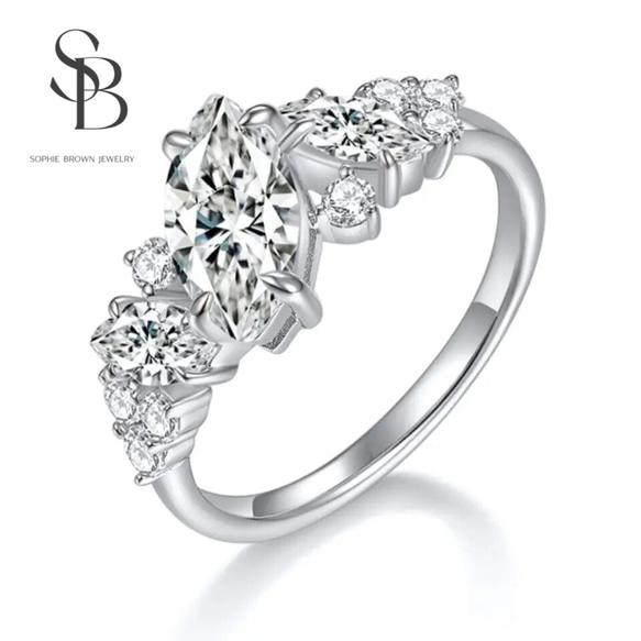 モアッサナイト マーキス ラウンド リング キラキラ S925 ゴージャス 指輪 ウェディング エンゲージリング 指輪・リング SOPHIE BROWN 通販｜Creema(クリーマ ...