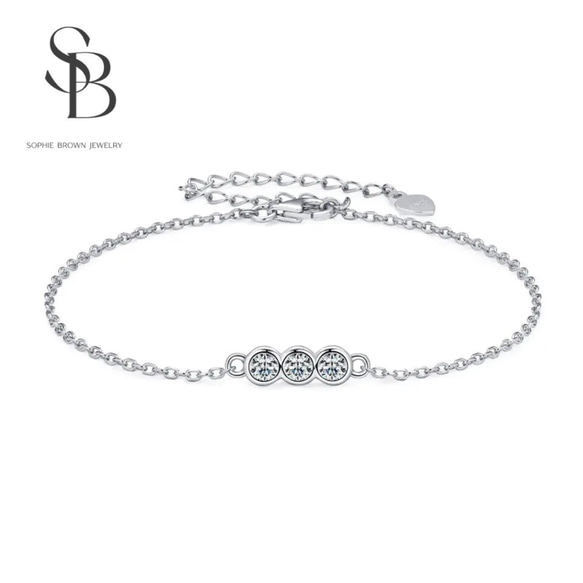 モアッサナイト ラウンド 3石 ブレスレット キラキラ S925 シンプル クラシック ゴージャス ラグジュアリー ブレスレット SOPHIE BROWN 通販 17144803｜Creema ...