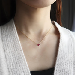【14kgf】アフリカ産！ルビーの一粒ネックレス(プリンセスカット)＊7月誕生石 ネックレス・ペンダント mignons 通販 17182559｜Creema(クリーマ)
