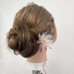 月下美人 簪 -朱紫- 紫 ディップアート アメリカンフラワー チャーム付 成人式 着物 和装 浴衣 花嫁 推し活 かんざし Cuore 通販 ...