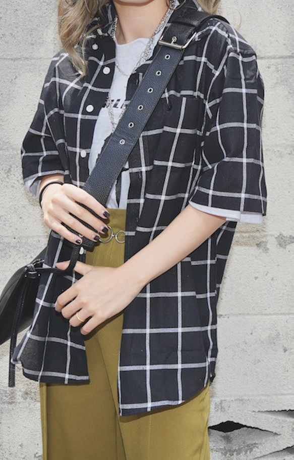 "PLAY BOY" S/S CHECK BOX SHIRTS (black) 半袖シャツ チェック柄 ストリート シャツ A.D.G®︎ ...