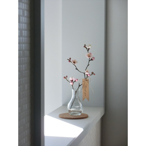 ✿【 粘土置物 】「傍らに置く小さな春」梅の花枝(薄紅色) No ✿【 粘土置物 】「傍らに置く小さな春」梅の花枝(薄紅色) No