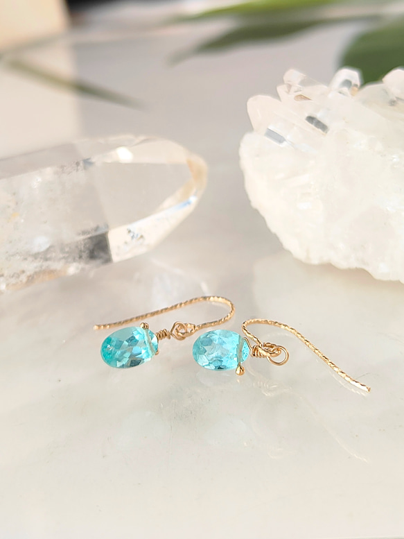 【14kgf】高品質アパタイトのグリッターフックピアス ピアス（フック・チェーン） key-of-mind 通販｜Creema(クリーマ) 17196084