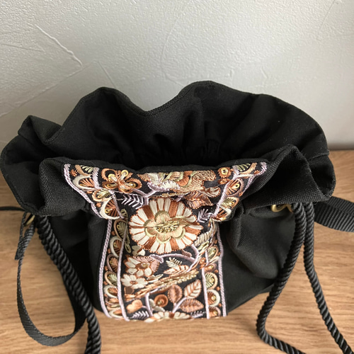 インド刺繍リボン*巾着ショルダーバッグ ショルダーバッグ インド刺繍リボン*巾着ショルダーバッグ ショルダーバッグ