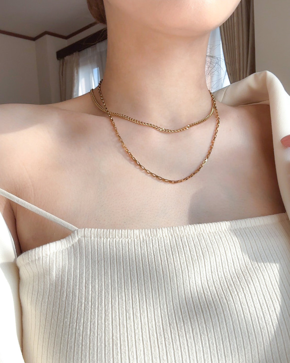 髙見え♡つけっぱなしOK /金アレ対応/ボックスチェーンネックレス/316L/18K仕上げ ネックレス・ペンダント Kyanz’y金属アレルギー対応ストア 通販 17202208｜Creema ...