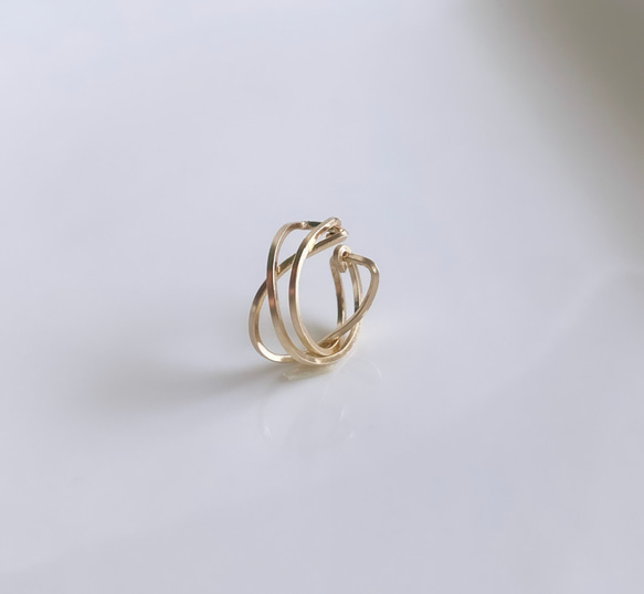 【イヤーカフ・ピアス2点セット】14kgf 3連 diagonal キャッチレスピアス ピアス（フープ） f accessory 通販 17213263｜Creema(クリーマ)