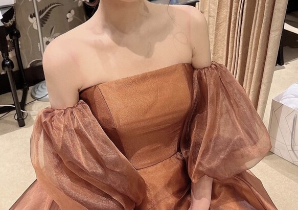 茶色味のあるテラコッタドレスオーダー ドレス David1021k Dress 茶色味のあるテラコッタドレスオーダー ドレス David1021k Dress