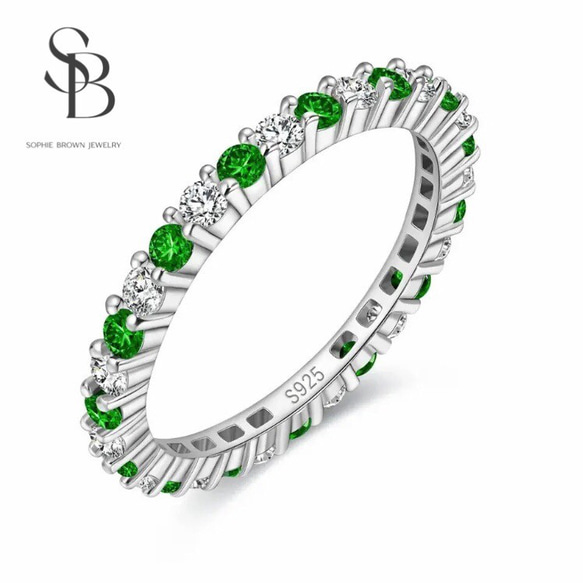 人工エメラルド キュービックジルコニア エタニティリング キラキラ S925 ゴージャス 指輪 リング グリーン 指輪・リング SOPHIE BROWN 通販｜Creema(クリーマ ...