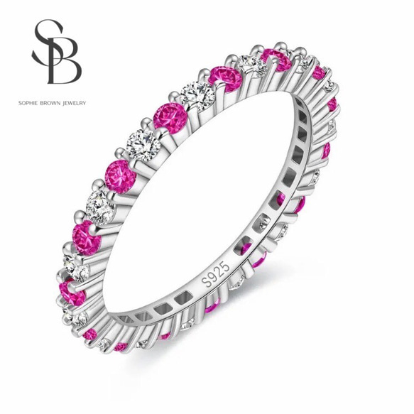 人工ルビー キュービックジルコニア エタニティリング キラキラ S925 ゴージャス 指輪 リング ピンク レッド 指輪・リング SOPHIE BROWN 通販 17233199｜Creema ...