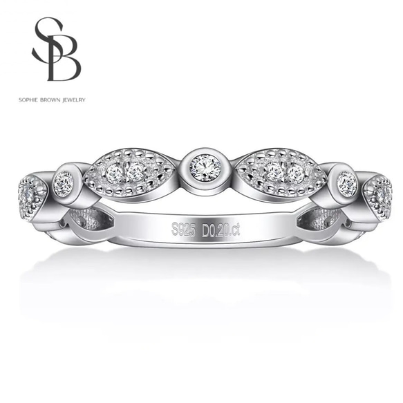 モアッサナイト マーキス ハーフエタニティリング ミル打ち キラキラ S925 ゴージャス 指輪 ウェディング 指輪・リング SOPHIE BROWN 通販 17234186｜Creema(クリーマ)