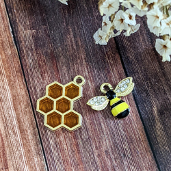 ミツバチ&ハニカム チャーム 4個 セット カン付き 蜂 蜂の巣 ミツバチ&ハニカム チャーム 4個 セット カン付き 蜂 蜂の巣