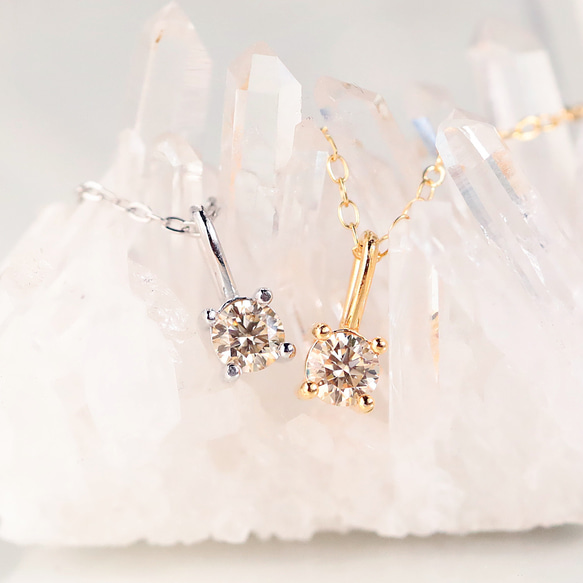 奇跡の宝石 シャンパンモアサナイトのひと粒ネックレス 4mm｜14Kgf or SLV925 ネックレス・ペンダント Bear's Jewelry 通販 17265065｜Creema(クリーマ)