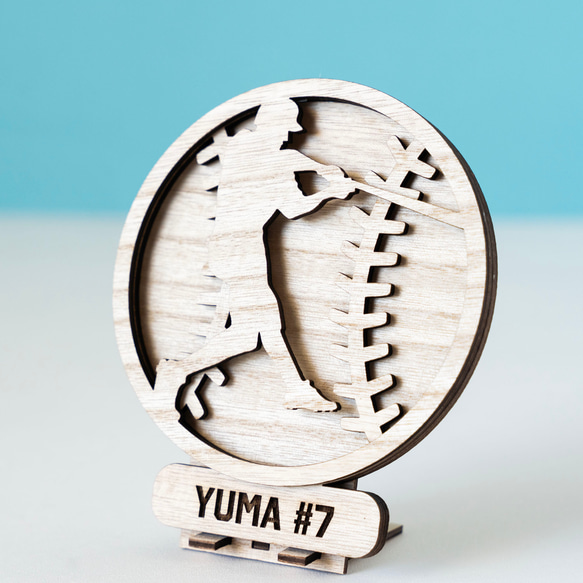番号と名前をオーダー 野球部員へ卒業プレゼント Laser-cut Baseball Plaque-D その他置物 Laser Wonder ...