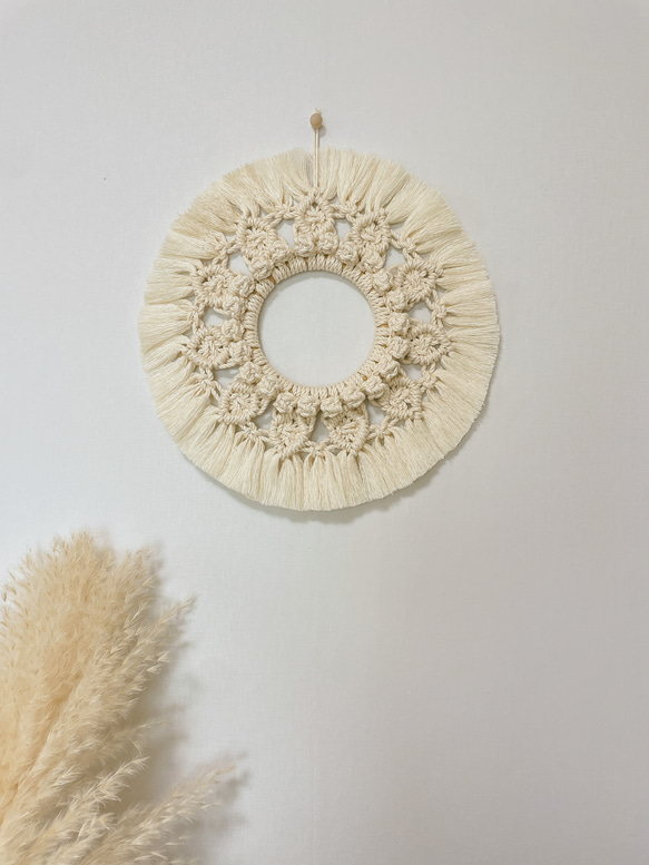 マクラメリース-マクラメタペストリー|壁掛けインテリア|リース|マクラメ|ナチュラルインテリア リース ameri macrame 通販｜Creema(クリーマ) 17280328