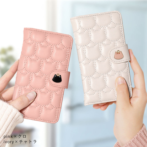 キルティング 猫 手帳型スマホケース 全機種対応 iPhone AQUOS キルティング 猫 手帳型スマホケース 全機種対応 iPhone AQUOS