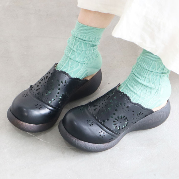 カットワークサボ | 厚底 甲高 幅広 サボサンダル レディース Nuts world 72125 サンダル Nuts world/WTシューズ 通販 17288207｜Creema(クリーマ)