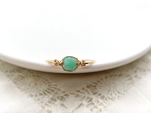 [14kgf]Pastel cube - エメラルドのワイヤーリング - 天然石 指輪 指輪・リング Chocotto Chocotto 通販 17293640｜Creema(クリーマ)