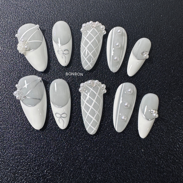 リボン 大人 結婚式 ネイルチップ y039 ネイルチップ（つけ爪） Kurumi 通販｜Creema(クリーマ)